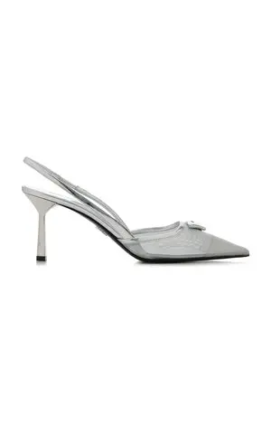 Prada Mesh Slingback Pumps - Silver