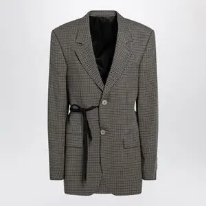 Balenciaga Gingham Lyocell Jacket With Lace Detail - Green