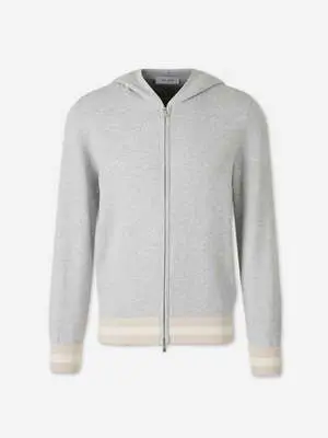 GRAN SASSO Hooded Knit Cardigan - Light Grey