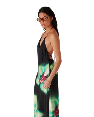 Casablanca Orchid Glitch Silk Maxi Dress