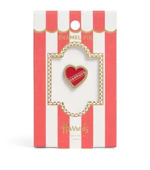Harrods Enamel Heart Pin Badge - Gold