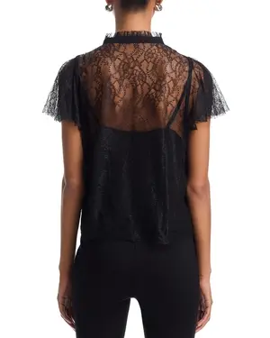Aqua Lace Shirt With Short Sleeves