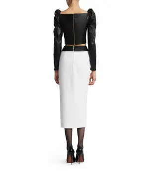 Bcbgmaxazria Leather And Crepe Skirt
