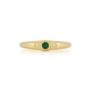 Deborah Pagani Baby Honey Motif Stacked Ring - Yellow Gold With Emerald