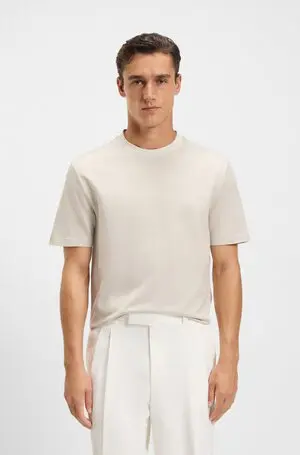 BOSS Micro-pattern T-shirt In Mercerised Cotton - White