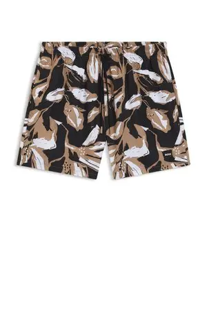 BOSS Printed Quick-dry Swim Shorts - Black