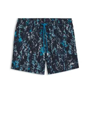 BOSS Printed Quick-dry Swim Shorts - Turquoise