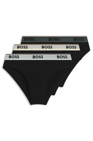 BOSS Three-pack Of Logo-waistband Briefs In Stretch Cotton - Patterned