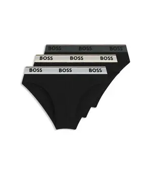 BOSS Three-pack Of Logo-waistband Briefs In Stretch Cotton Patterned