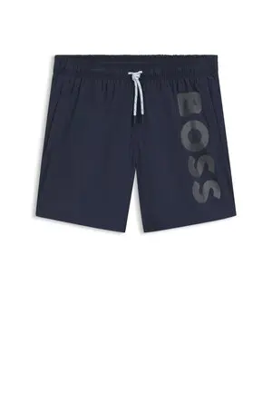 BOSS Logo Print Swim Shorts - Dark Blue