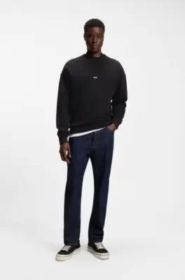 Hugo Cotton-terry Sweatshirt With Logo Patch - Black