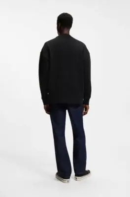 Hugo Cotton-terry Sweatshirt With Logo Patch - Black