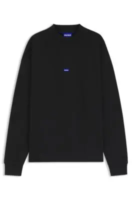 Hugo Cotton-terry Sweatshirt With Logo Patch - Black
