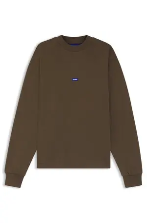Hugo Cotton-terry Sweatshirt With Logo Patch - Dark Brown