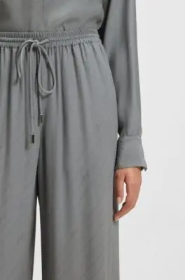 BOSS Wide-leg Trousers With Logo Jacquard