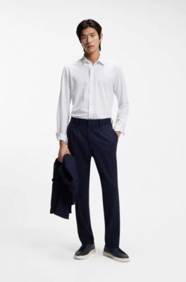 BOSS Slim-fit Shirt In Italian-made Performance-stretch Jersey - Patterned