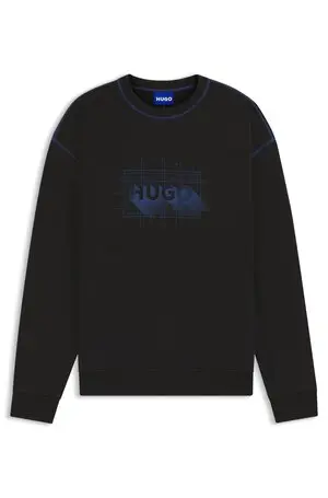 Hugo Cotton Terry Sweatshirt With Logo Artwork - Black