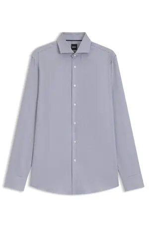 BOSS Slim-fit Shirt In Structured Cotton - Light Blue