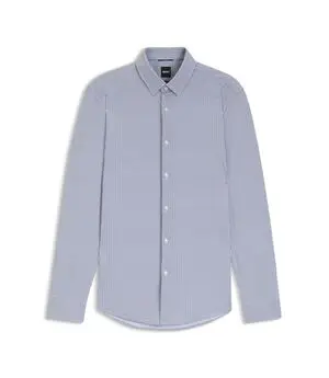 BOSS Printed Slim-fit Shirt In Performance-stretch Jersey - Light Blue