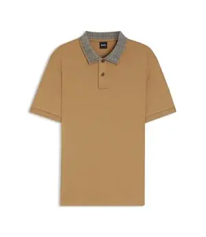 BOSS Patterned-collar Polo Shirt In Pima Cotton