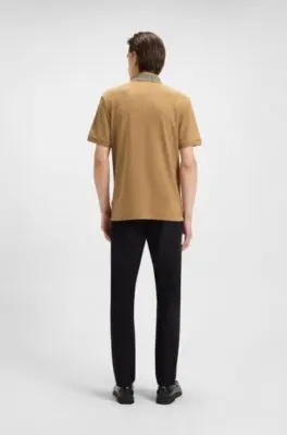 BOSS Patterned-collar Polo Shirt In Pima Cotton