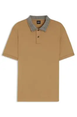 BOSS Patterned-collar Polo Shirt In Pima Cotton
