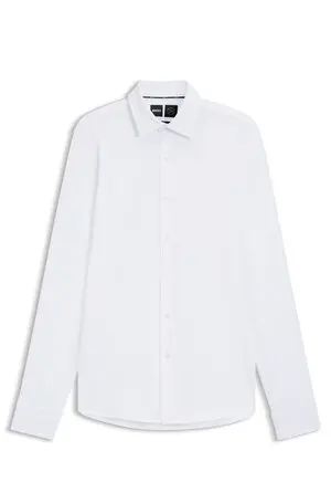 BOSS Slim-fit Shirt In Structured Performance-stretch Jersey - White