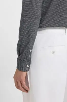 BOSS Slim-fit Shirt In Cotton-blend Jacquard