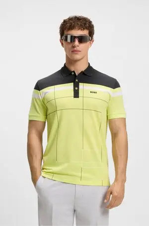BOSS Stretch-cotton Slim-fit Polo Shirt With Quick-dry Function - Light Green