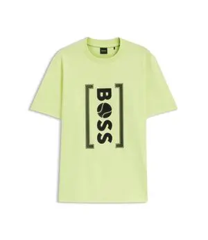BOSS Interlock-cotton T-shirt With Mesh-print Artwork