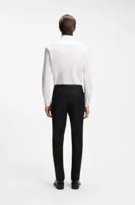 BOSS Extra-slim-fit Virgin Wool Serge Pants - Black
