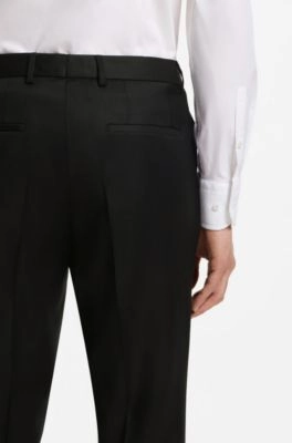 BOSS Extra-slim-fit Virgin Wool Serge Pants - Black