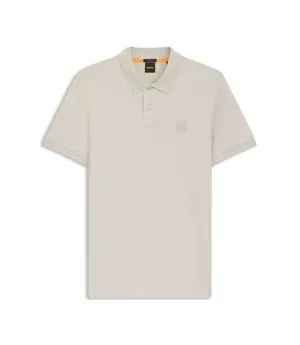 BOSS Stretch-cotton Slim-fit Polo Shirt With Logo Patch Light Grey
