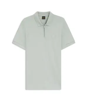 BOSS Stretch-cotton Slim-fit Polo Shirt With Logo Patch - Silver