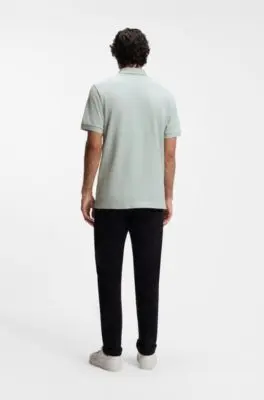 BOSS Stretch-cotton Slim-fit Polo Shirt With Logo Patch - Silver