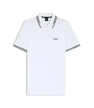 BOSS Slim-fit Polo Shirt With Contrast-stripe Details - White
