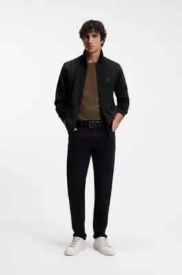 BOSS Cotton-terry Jacket With Logo Patch - Black