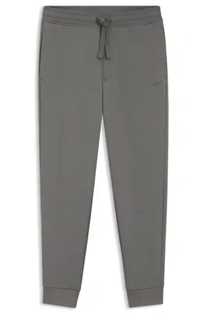 Hugo Cuffed Sweatpants In Cotton Terry With Logo Print - Dark Grey