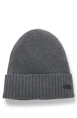BOSS Logo-plaque Beanie Hat - Grey