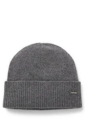 BOSS Cashmere Beanie Hat - Grey