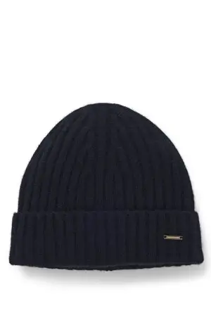 BOSS Cashmere Beanie Hat - Dark Blue