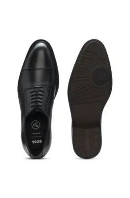 BOSS Cap-toe Leather Derby Shoes - Black