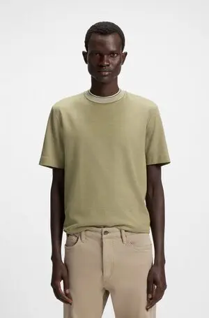 BOSS Cotton-silk T-shirt With Micro Structure - Light Green