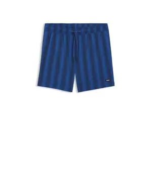 BOSS Logo-badge Swim Shorts With Stripe - Blue
