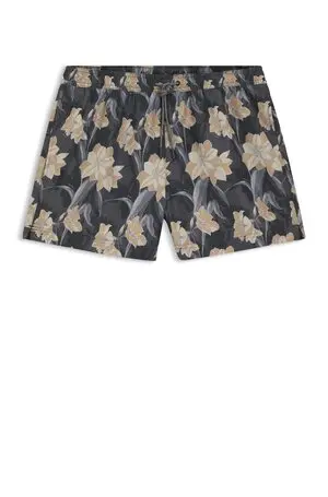 BOSS Logo-detailed Floral Print Swim Shorts - Black