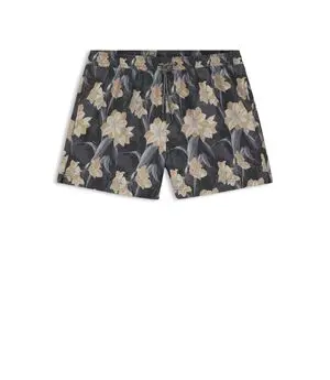 BOSS Logo-detailed Floral Print Swim Shorts - Black