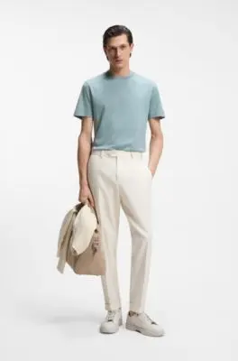 BOSS Crewneck T-shirt In Mercerized Supima Cotton - Light Blue