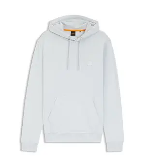 BOSS Cotton Terry Hoodie With Logo Patch - Light Grey