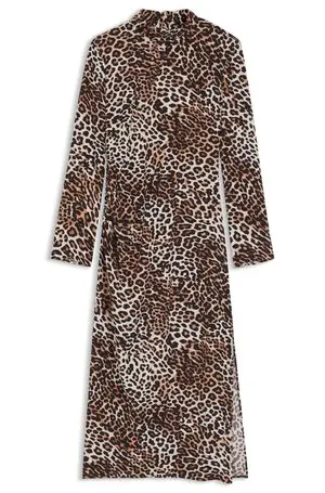 Hugo Tie-neck Leopard Print Dress