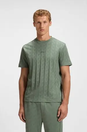BOSS Jacquard-pattern T-shirt In Cotton - Light Green